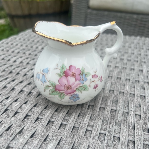 Dining | Vintage Floral Porcelain Pitcher With Gold Trim Creamer ...